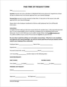 Employee Vacation/Leave Request and PTO Forms