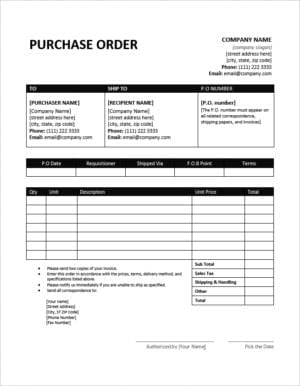 Purchase Order Template - Customize for Your Business Needs
