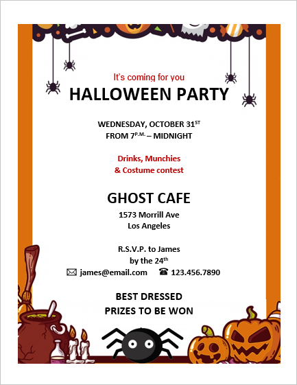 Halloween Invitation Letterhead And Card Office Templates Online