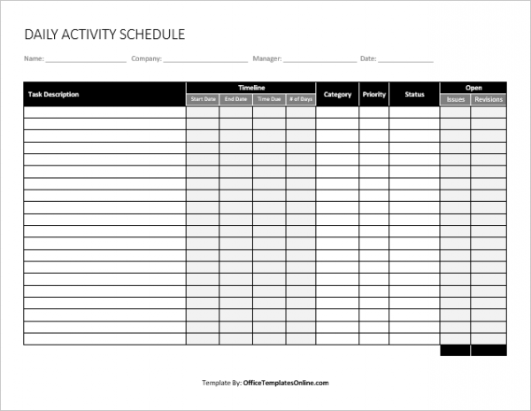 5+ Free Printable Schedule Templates for MS Word