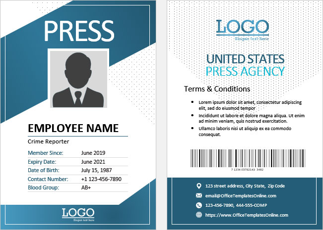 7 Free ID Badge ID Card Templates Formats For MS Word
