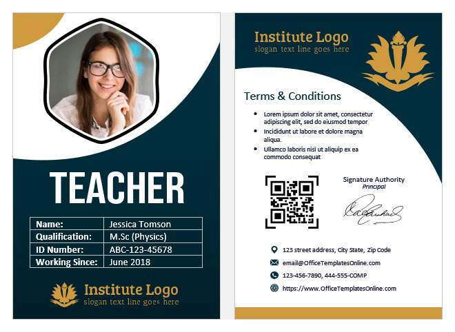 Teacher ID Card Template Free