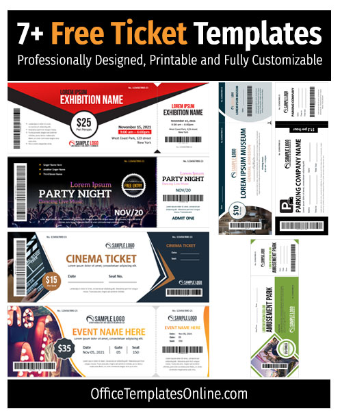 7 Best Ticket Templates For MS Word Free Editable