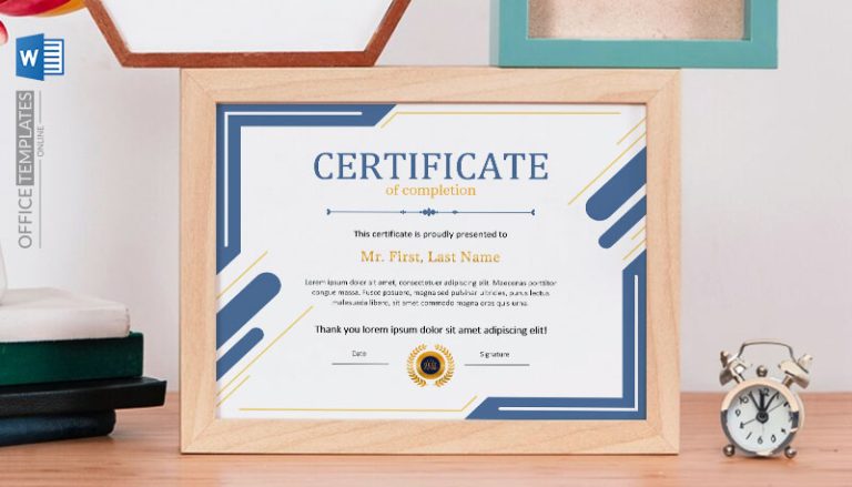 11+ Certificate for Project Completion Templates in MS Word