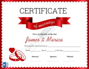 5+ Free Editable Marriage Certificate Templates for MS Word