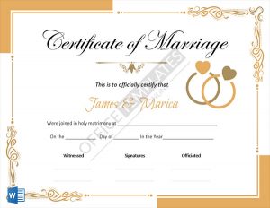5+ Free Editable Marriage Certificate Templates for MS Word