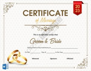 5+ Free Editable Marriage Certificate Templates for MS Word