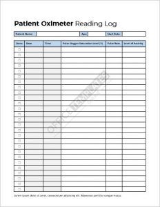 5+ Printable Free Pulse Oximeter Chart/Log Templates