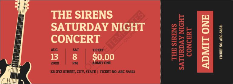 9+ Free Admit-One Ticket Templates in MS Word Format