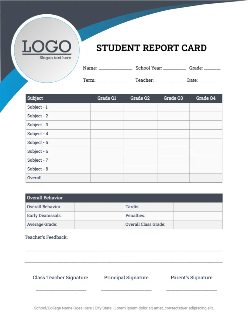 Mid-Term Report Card Template | Office Templates Online