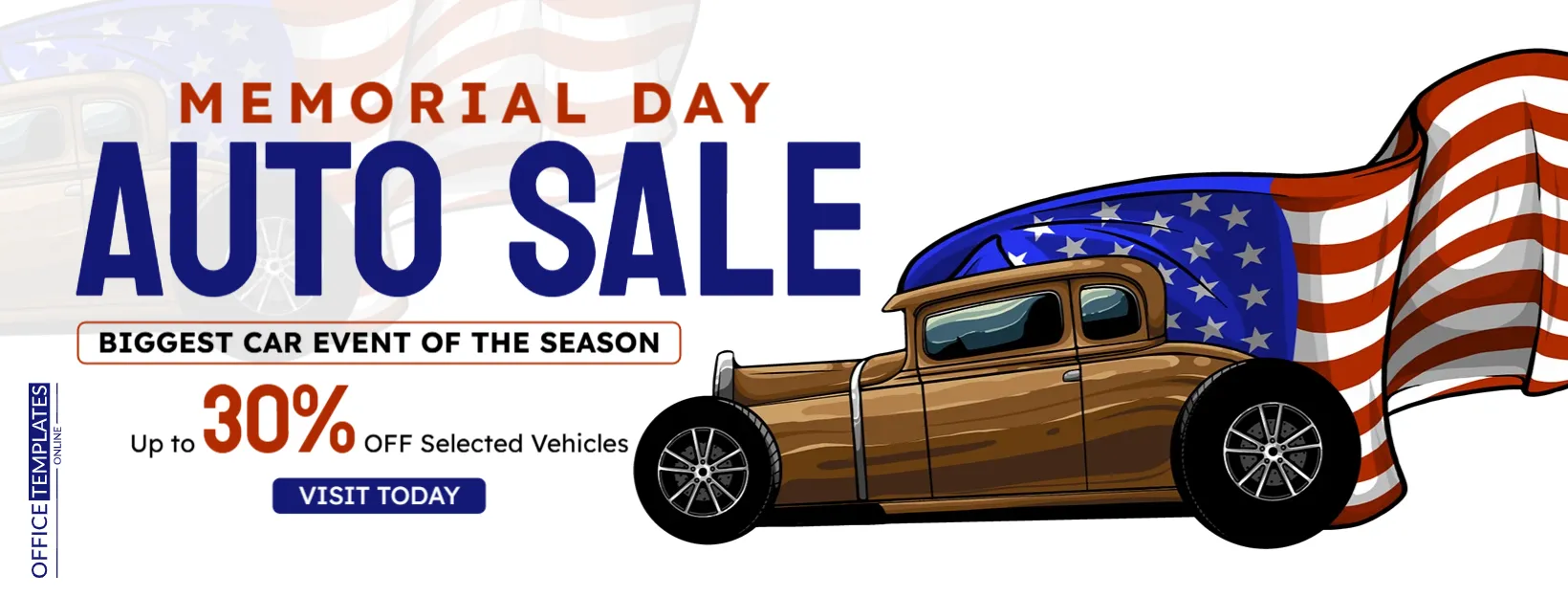Memorial Day American Flag Social Banner Template Online