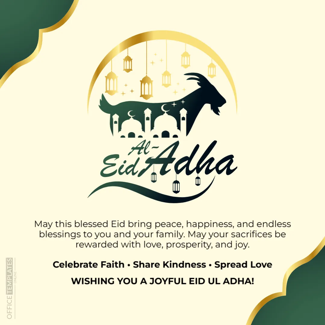 Watercolor Eid ul Adha Greeting Card Template | Editable Online