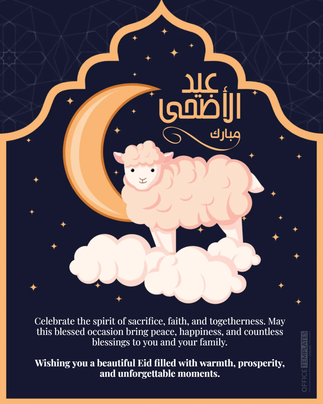 Watercolor Eid ul Adha Greeting Card Template | Editable Online